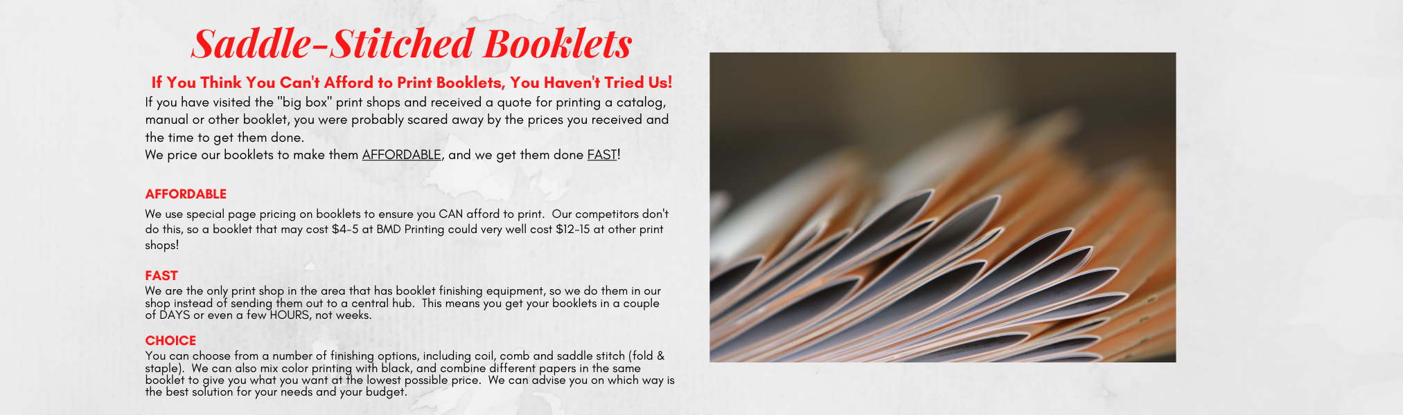 BMD Printing · Order Saddle-Stitched Booklets - READ INSTRUCTIONS CAREFULLY