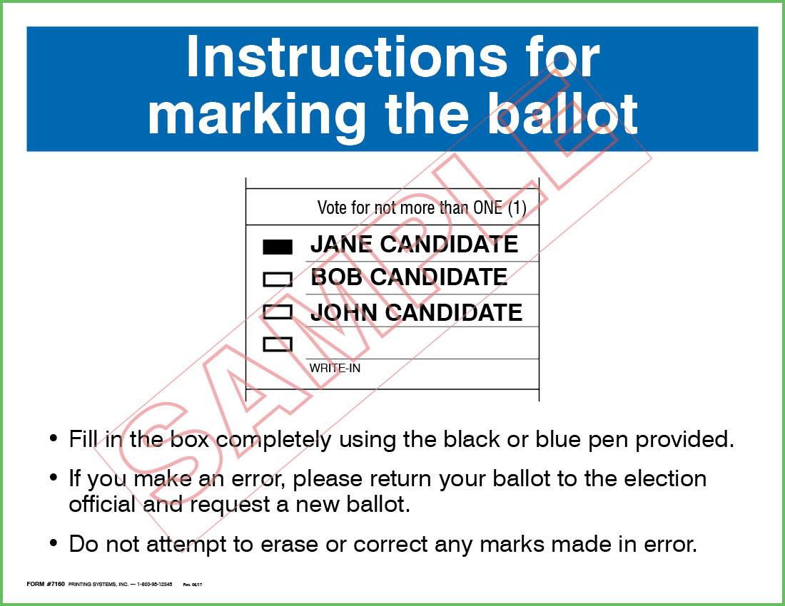 Printing Systems · 7160 Marking Ballot Instructions Sign - Boxes Non ...