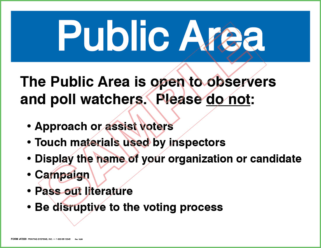 Printing Systems · 7220 Public Area Sign, Non Laminated