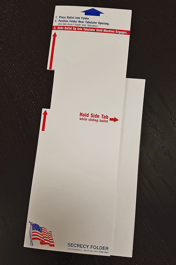 Printing Systems · 663 Express Vote Secrecy Folder (ES&S) (7.5" x 18")