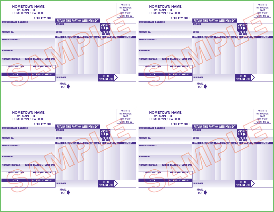 Printing Systems · 4 up Utility Bills