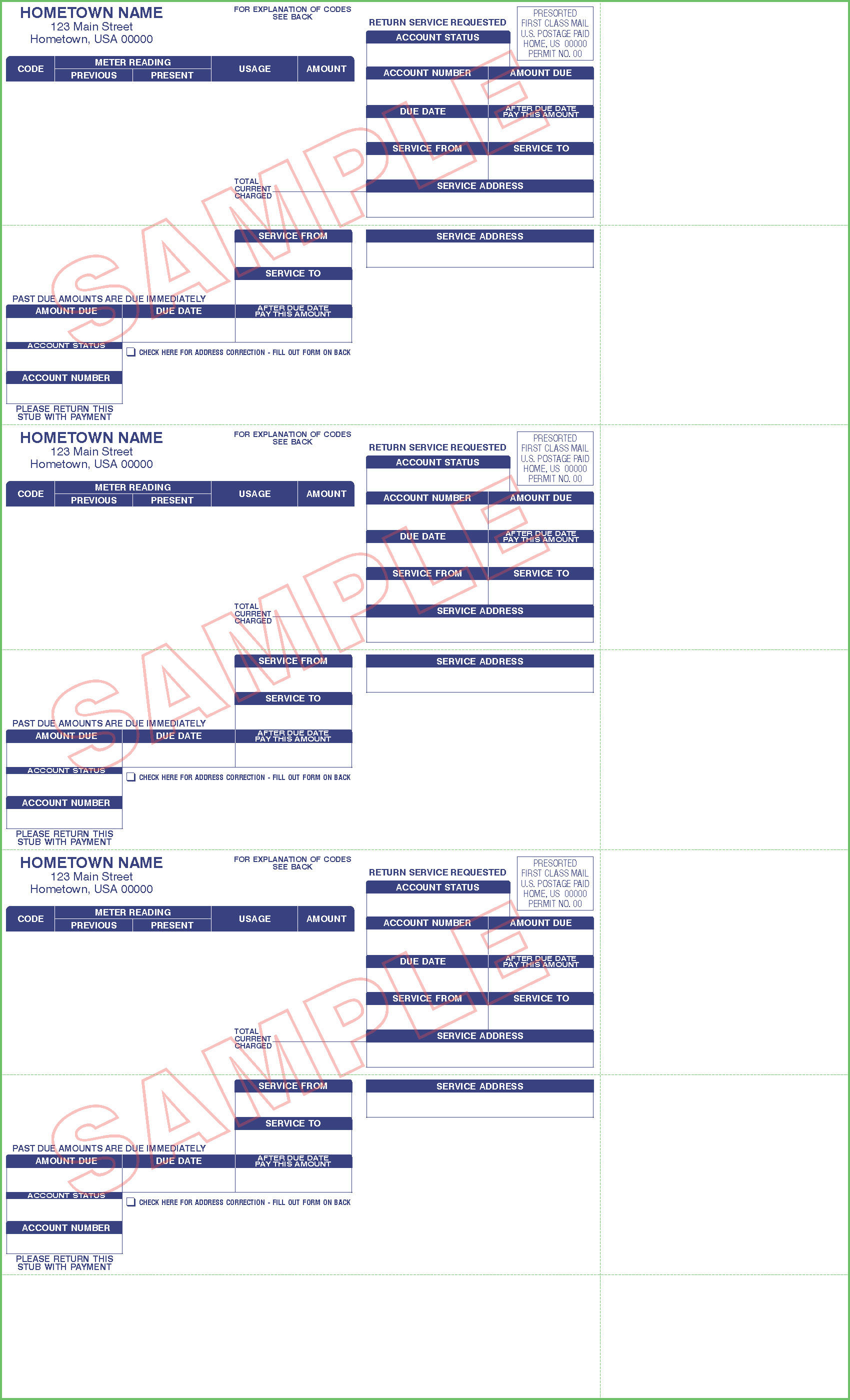 Printing Systems · 4 up Utility Bills